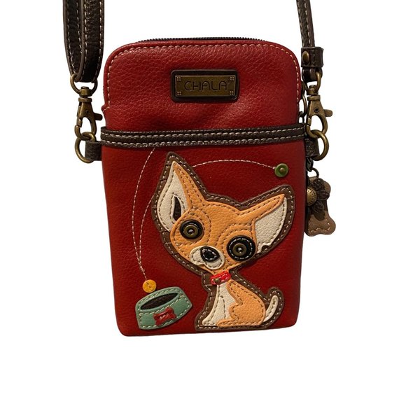 Chala | Bags | Chala Red Small Crossbody Bag Chihuahua Cellphone Pouch ...